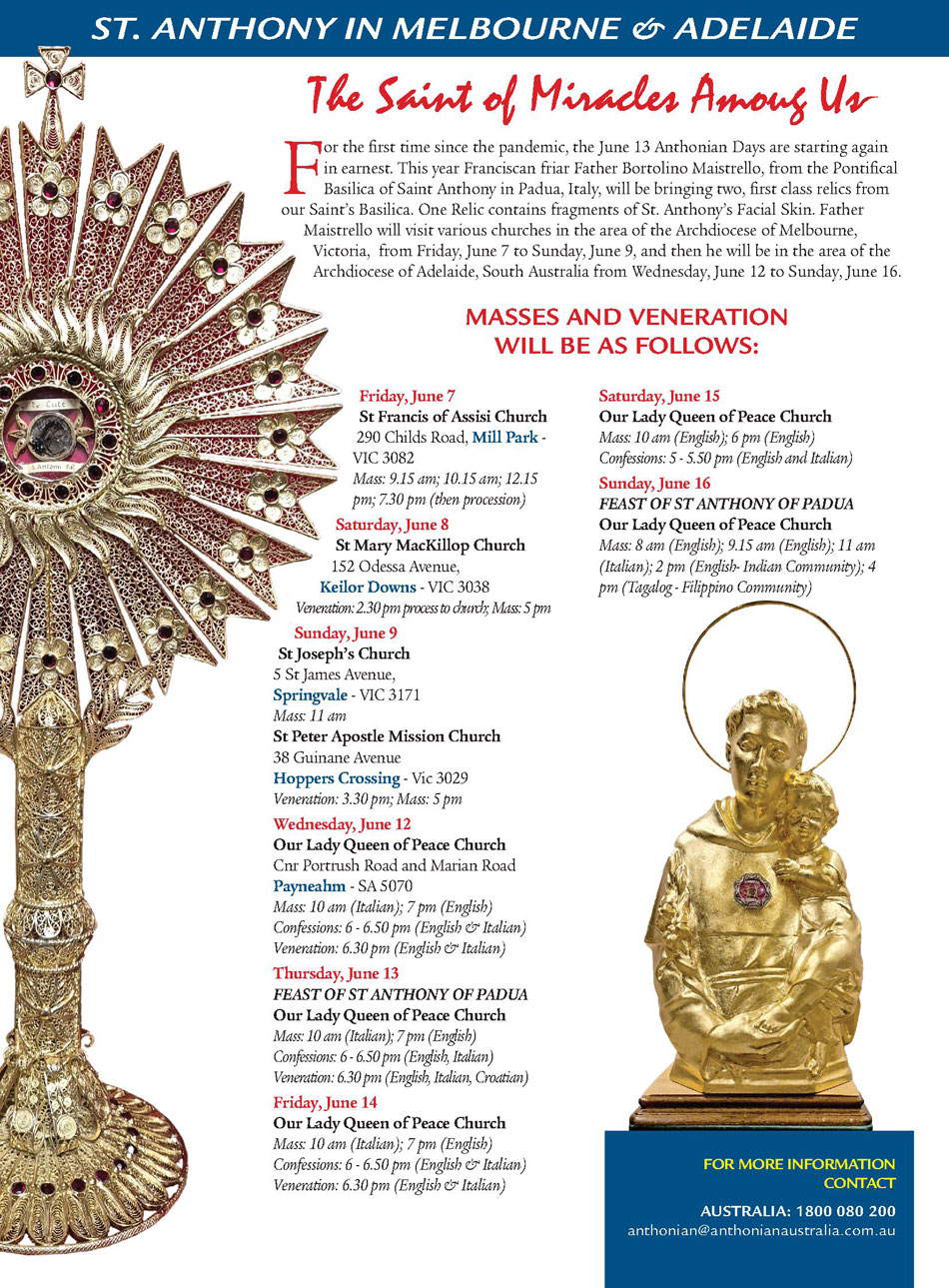 ST. ANTHONY IN MELBOURNE & ADELAIDE | Messenger of Saint Anthony