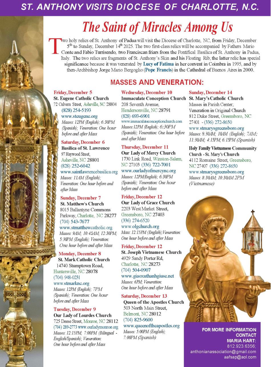 SAINT ANTHONY IN CHARLOTTE, NORTH CAROLINA | Messenger of Saint Anthony